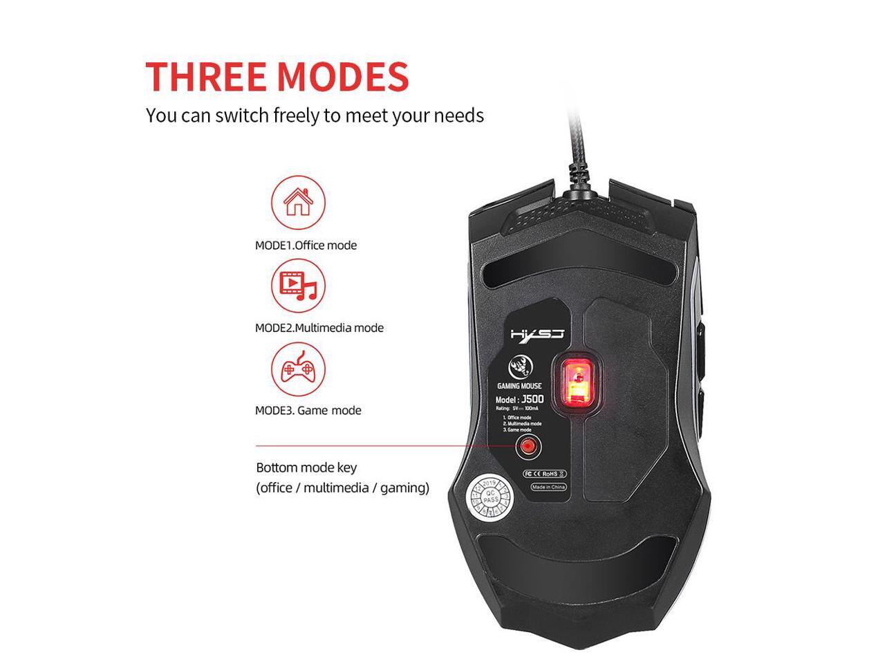 HXSJ J500 USB Wired Gaming Mouse RGB Gaming Mouse with Display Screen ...