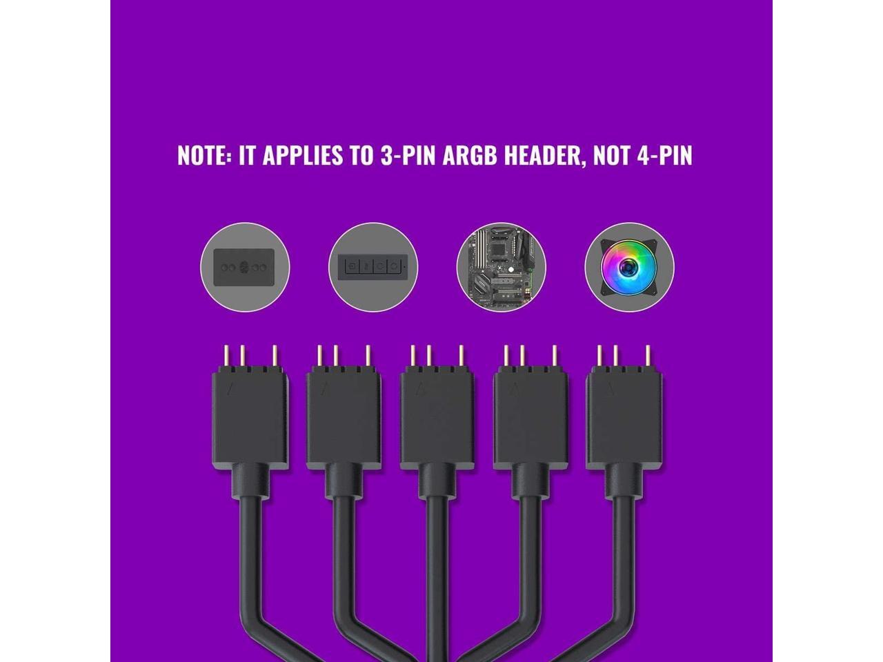 Cooler Master 1-to-5 Addressable RGB Splitter Cable Universal 3-pin ...