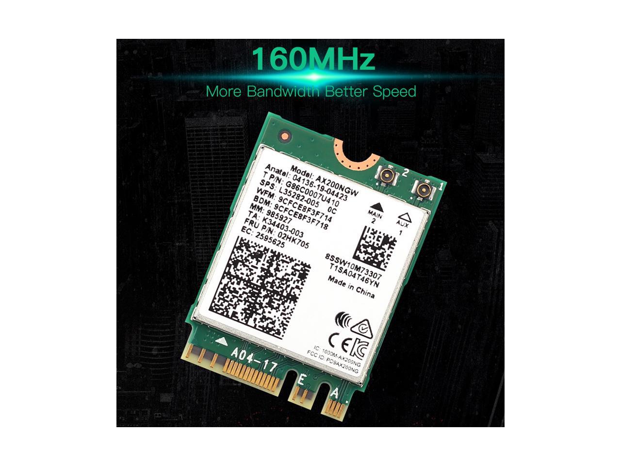 3000Mbps Dual Band Intel Wi-Fi 6 AX200 (Gig+) Desktop Kit Bluetooth 5.1 ...