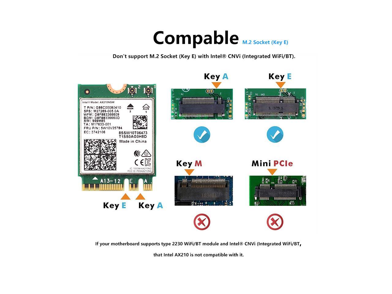 Wi Fi 6E Intel AX210 Bluetooth 5 2 3000Mbps 2 4Ghz 5Ghz 6Ghz M 2 2230 Wi Fi 6E Intel AX210 Bluetooth 5 2 3000Mbps 2 4Ghz 5Ghz 6Ghz M 2 2230