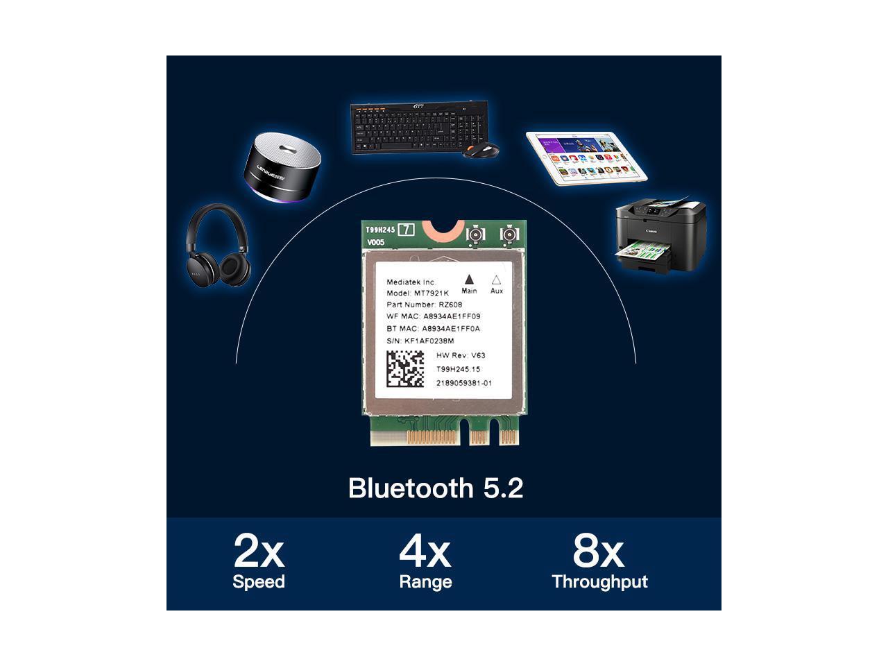 Wi-Fi 6E MediaTek MT7921k Tri band 1800Mbps 2.4G/5G/6G Bluetooth 5.2 ...
