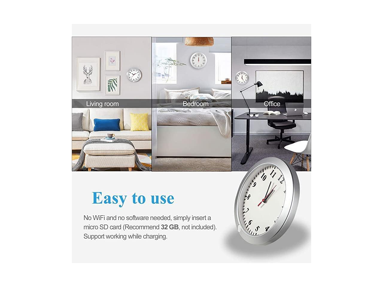 Hidden Camera Wall Clock Spy Camera Nanny Cam with PIR Motion Detection ...