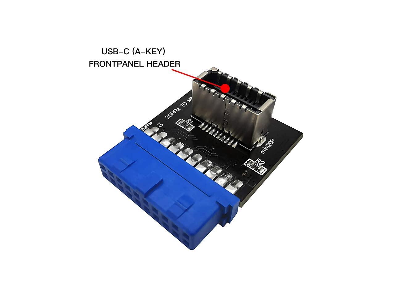 USB 3.0 (3.1 Gen 2) Internal (19-Pin) Header to USB 3.1/3.2 Type-C (20 ...