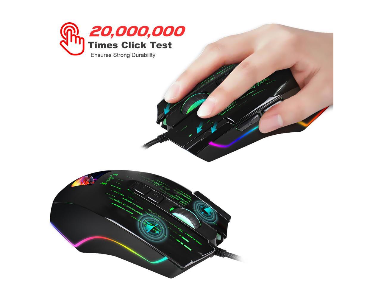 RGB Backlit Wired Gaming Mouse, Ergonomic Programmable with 7 Backlight ...
