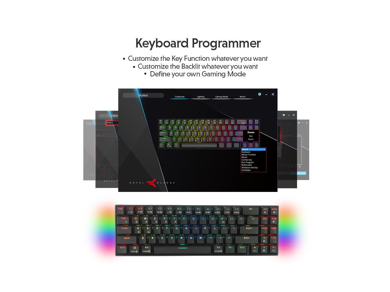RK71 Mechanical Gaming Keyboard, 70% RGB Backlit 71 Keys Bluetooth 3.0 ...