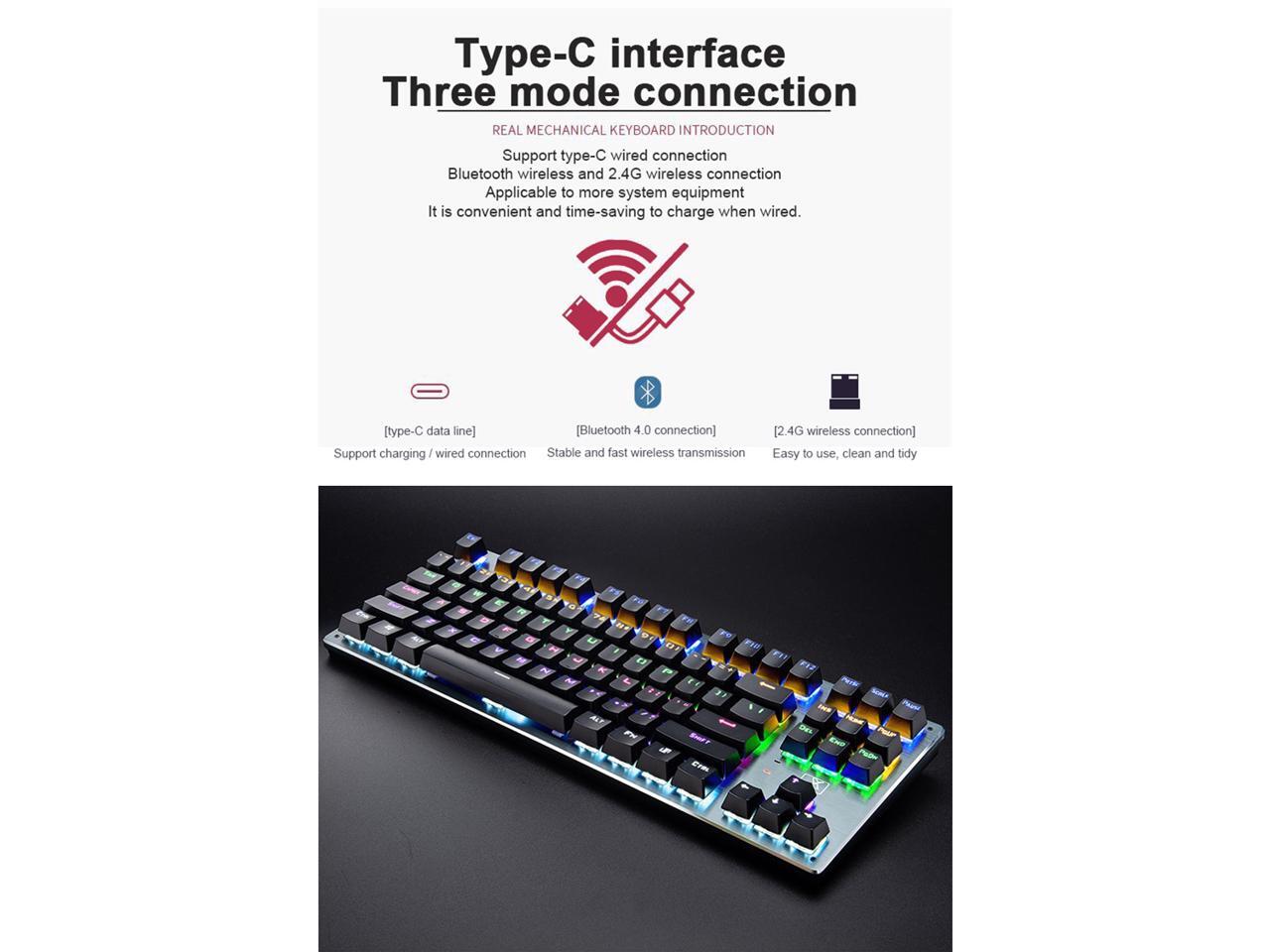87-key Mechanical Gaming Keyboard Wired, Wireless, Bluetooth ...