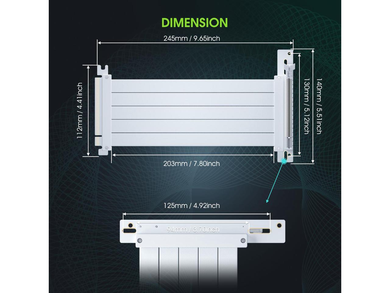 Vetroo White Premium PCIe 4.0 x16 Riser Cable, EMI Shielded High-Speed ...