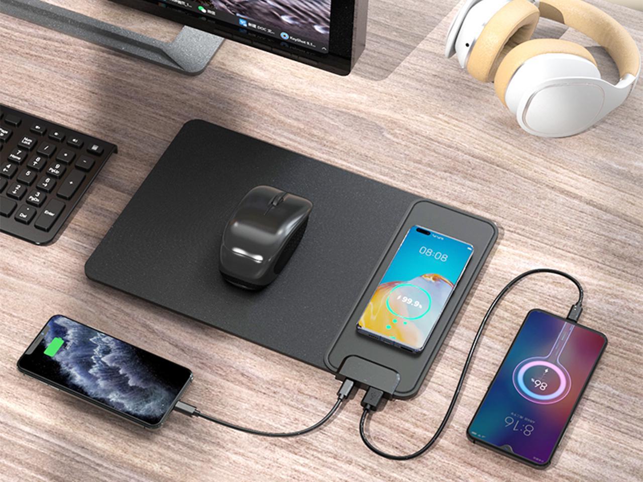 QI Mouse Pad, Leather Gaming Smart Wireless Charging Mouse Pad 15W Fast ...