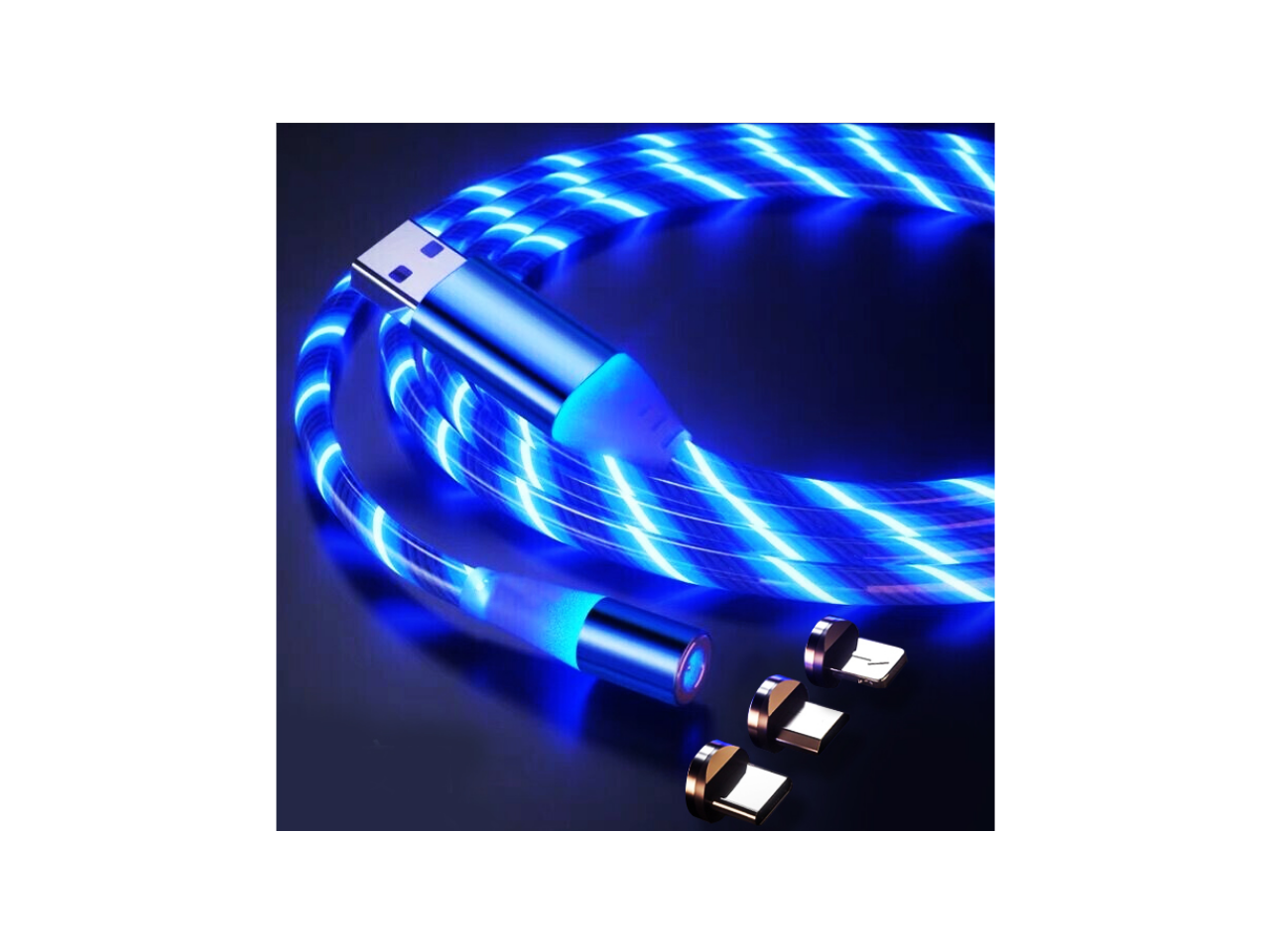 LED Flowing Magnetic Charger Blue Cable Light Up Candy Moving Party ...