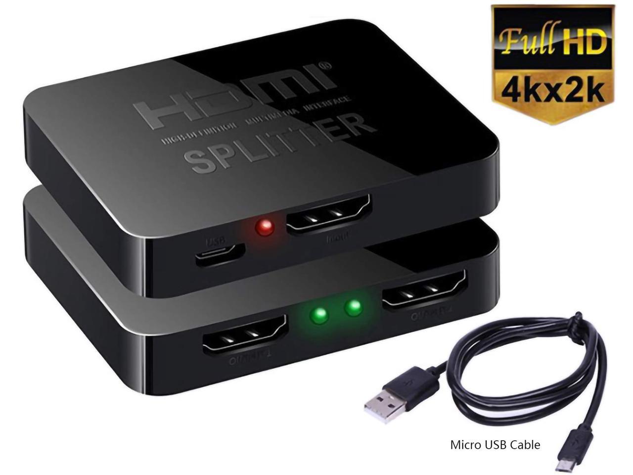 HDMI Splitter 1 in 2 Out, 4K HDMI Splitter for Dual Monitors Duplicate ...