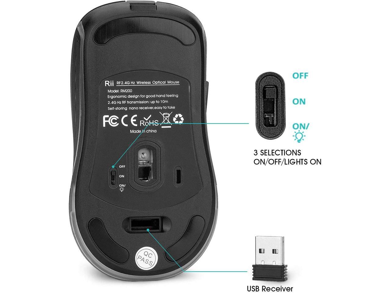 Rii RM200 Wireless Mouse,2.4G Wireless Mouse 5 Buttons Rechargeable ...