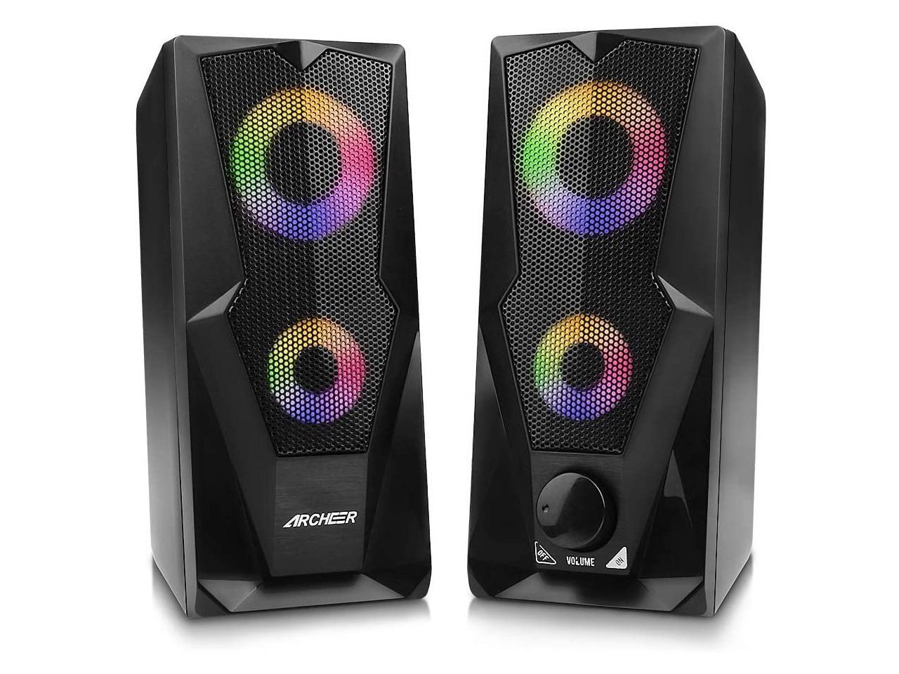 Computer Speakers 10W RGB Gaming PC Speaker with Enhanced Stereo ...