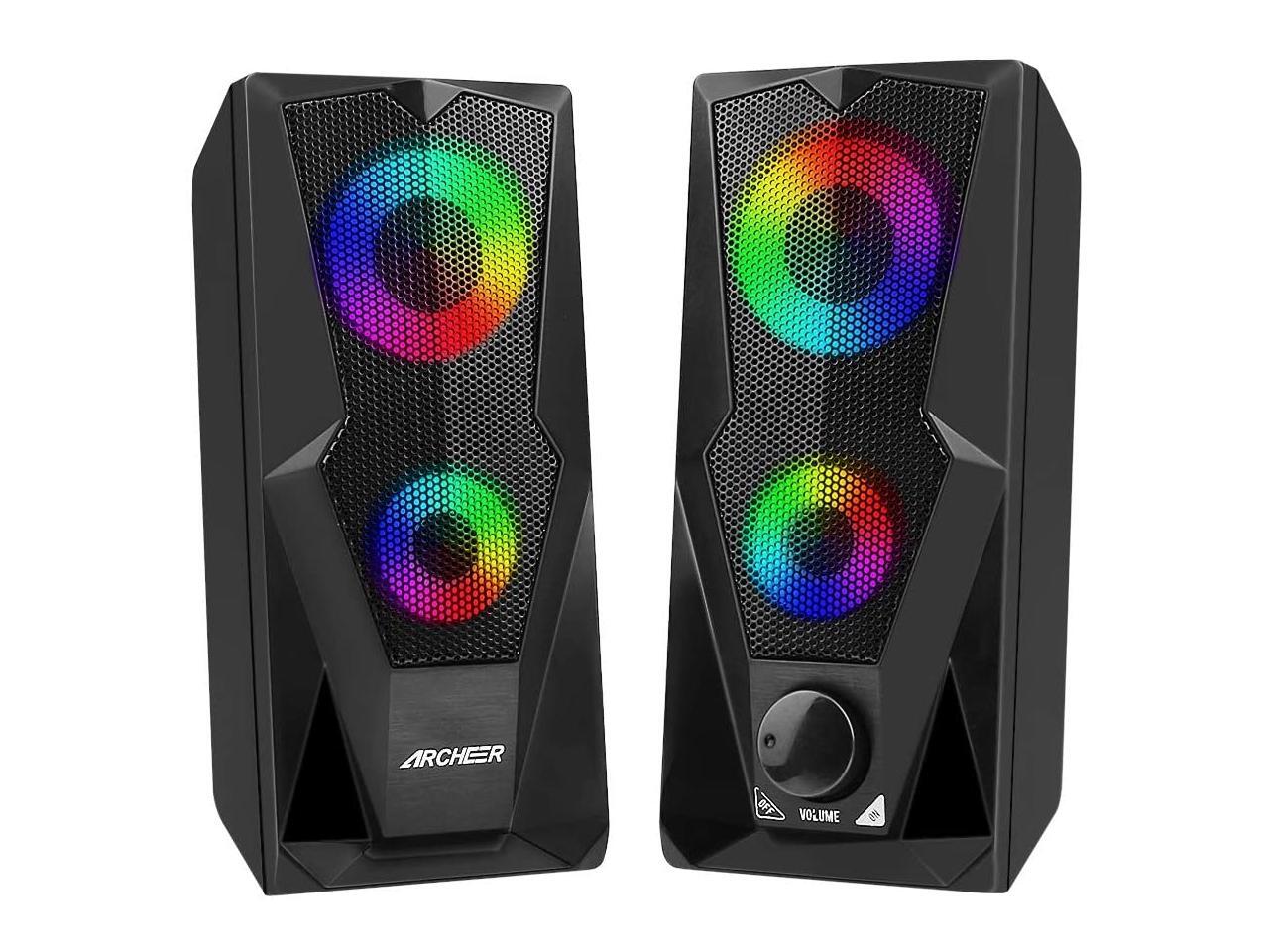 Computer Speakers 10W RGB Gaming PC Speaker with Enhanced Stereo ...
