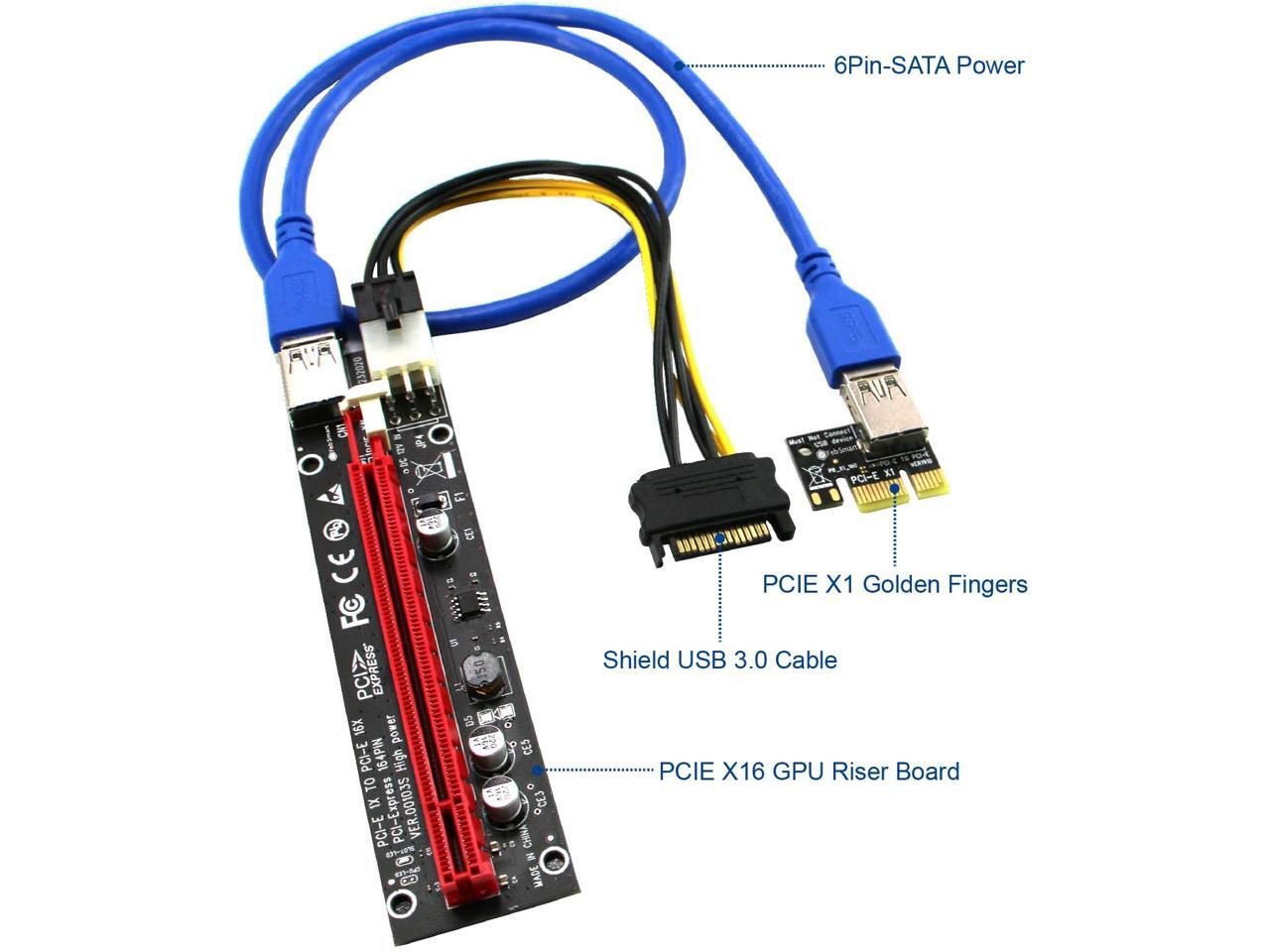 PCIE Riser Cable VER006C,GPU Risers for Mining Rigs,GPU Extension Cable ...