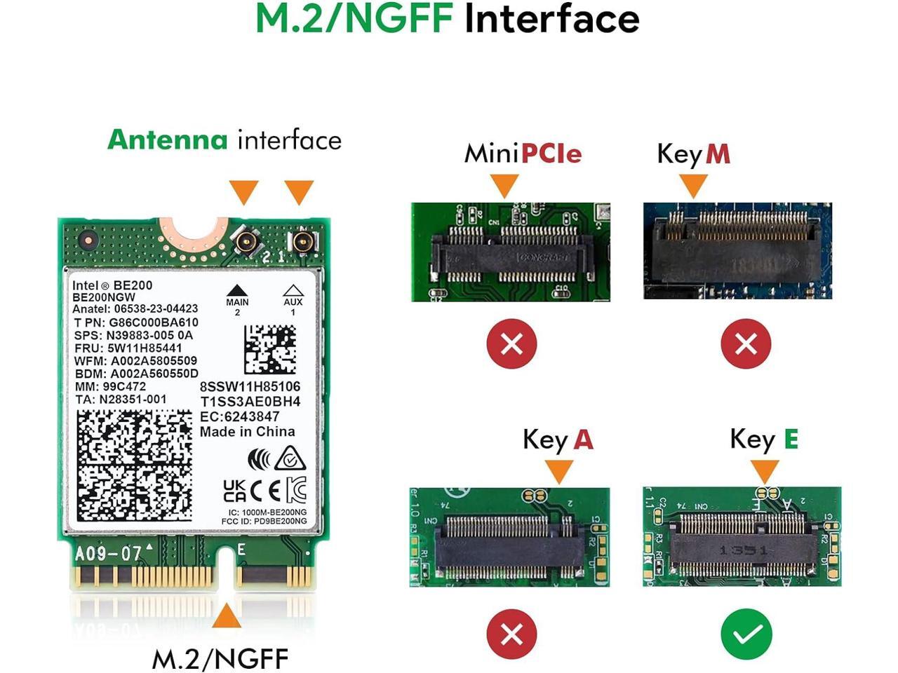Wireless WiFi Network Card, BE200 WiFi 7 Adapter, BE200NGW 8774Mbps ...