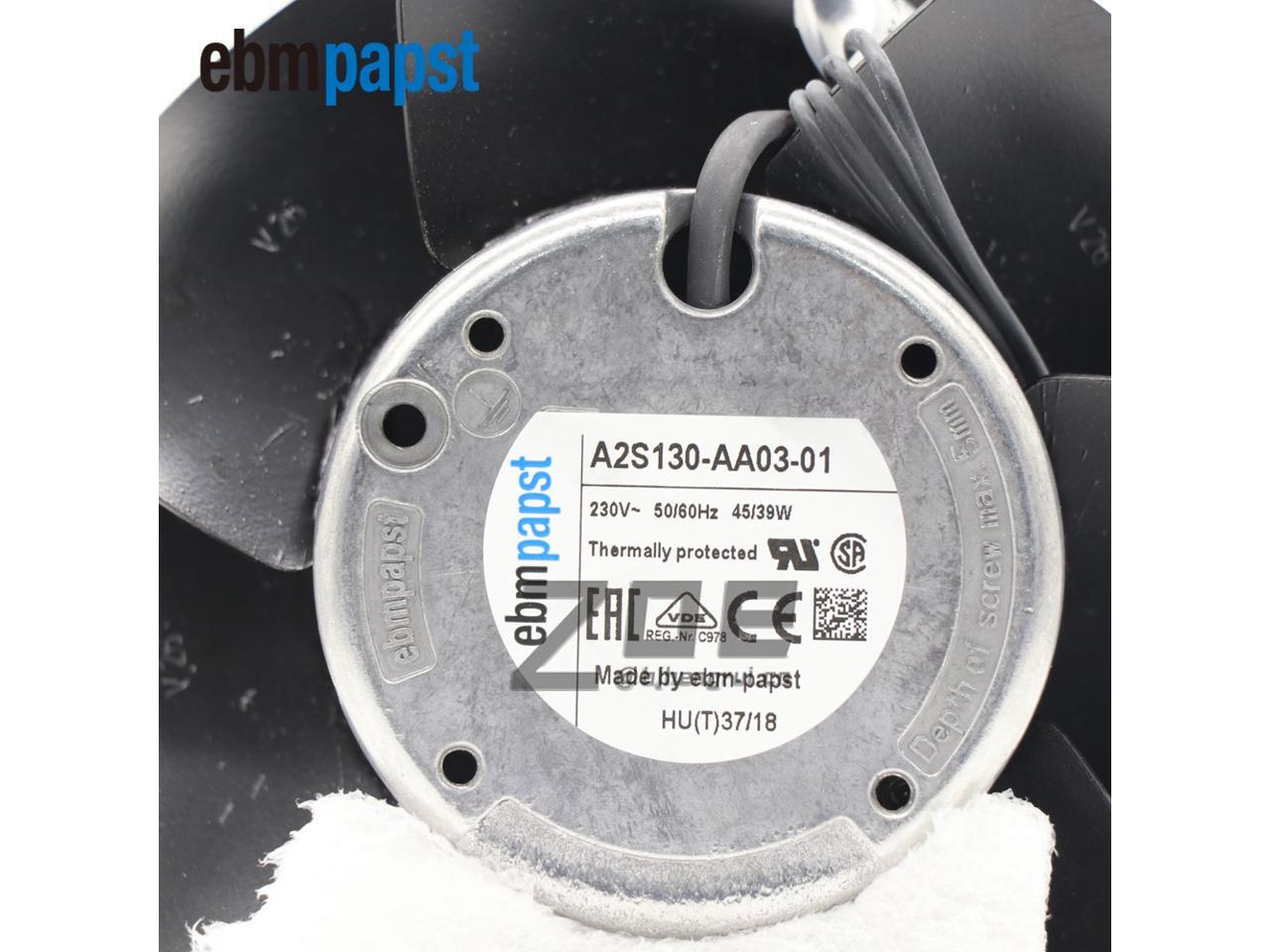 Ebmpapst A2S130-AA03-01 AC Fan Ball Bearing 230V 0.31A/0.25A 45W/39W 2800RPM/3250RPM Flange ...