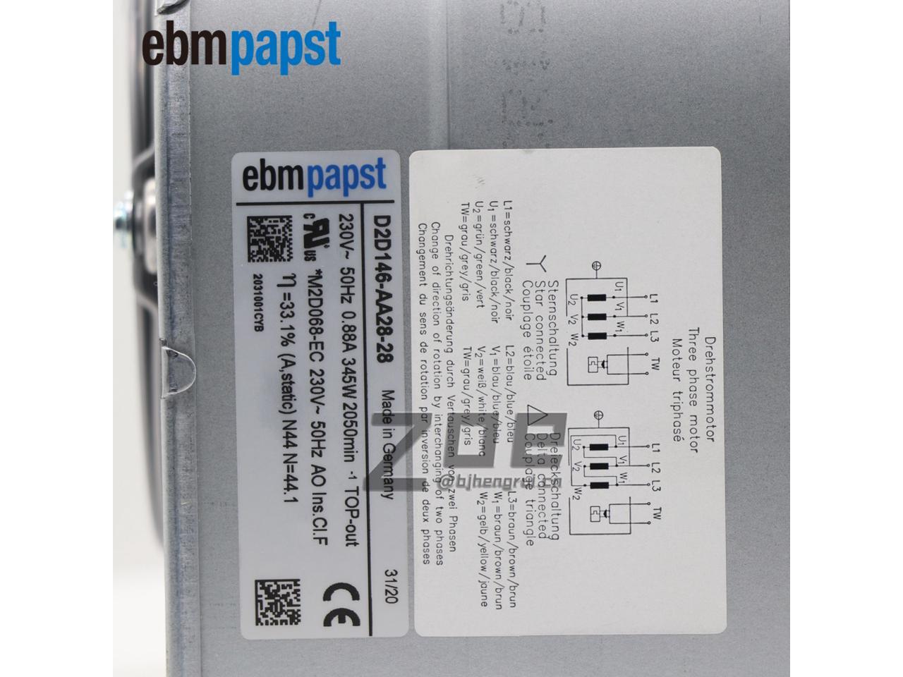 Ebmpapst D2D146-AA28-28 D2D146-AA02-22 Centrifugal Fan 230VAC 345W ...