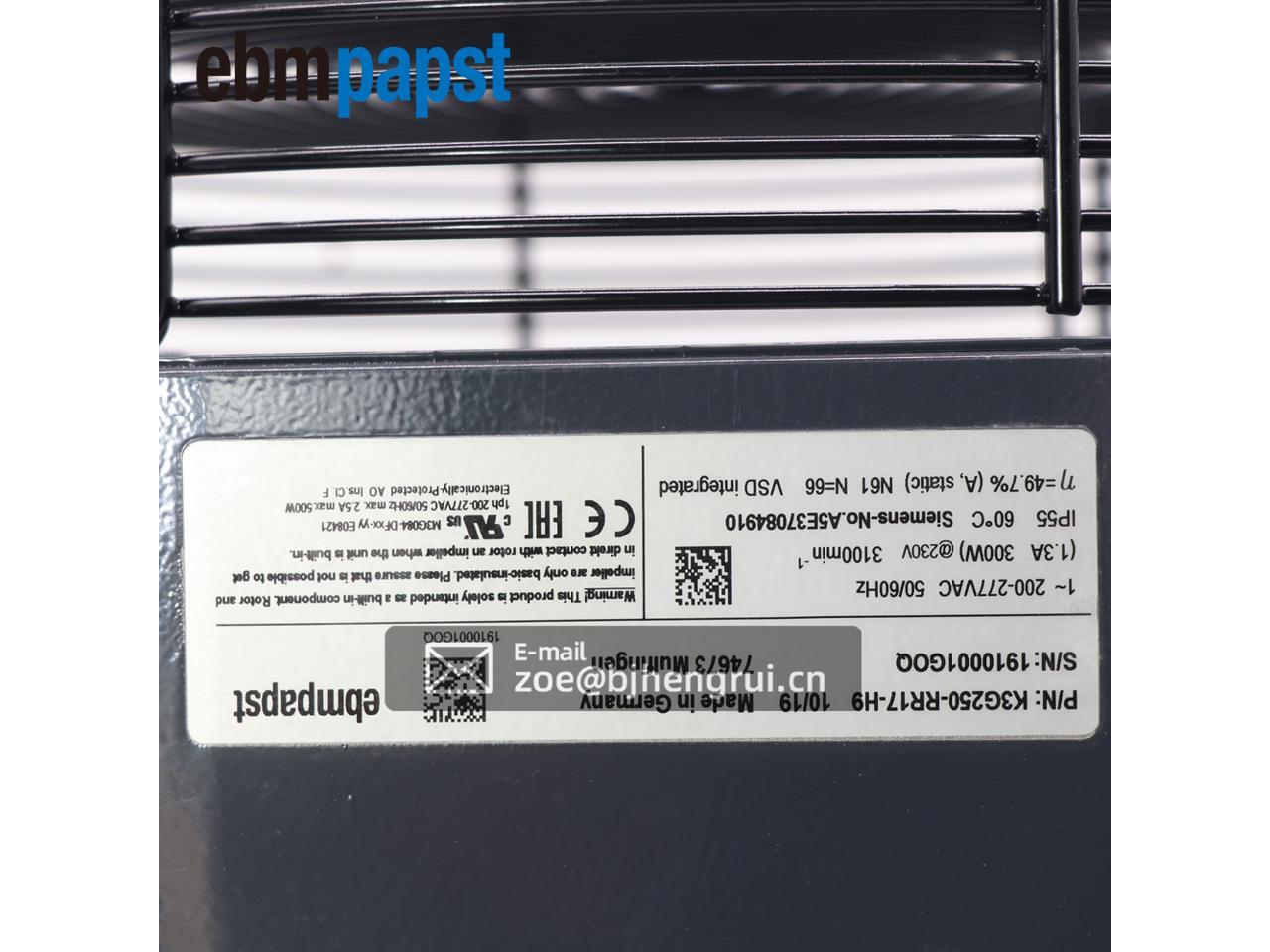 Ebmpapst K3G250-RR17-H9 EC backward-curved single-intake centrifugal ...