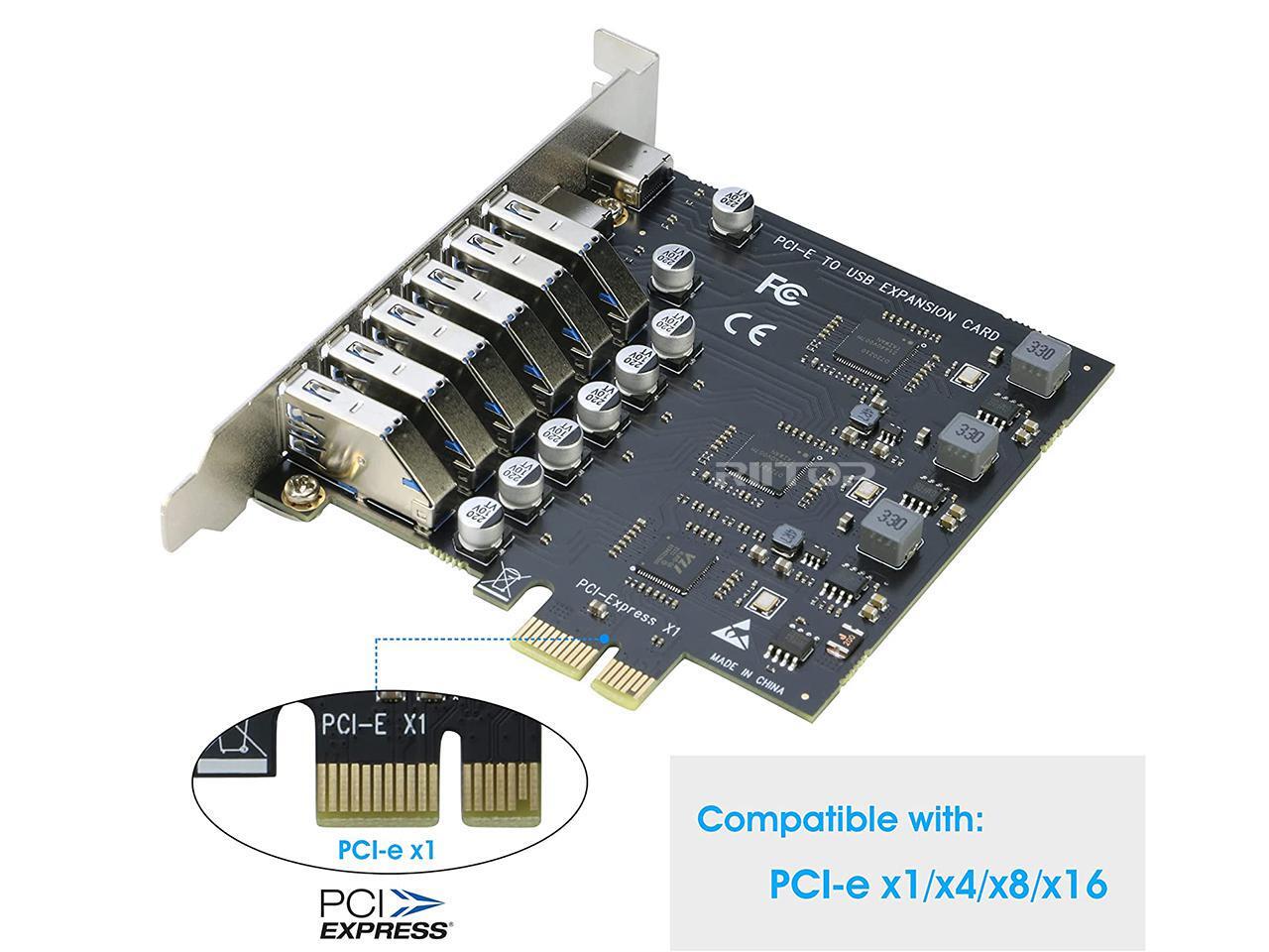 PCI-E to USB 3.0 Expansion Card (2X USB-C, 6X USB-A) ,RIITOP PCIE ...