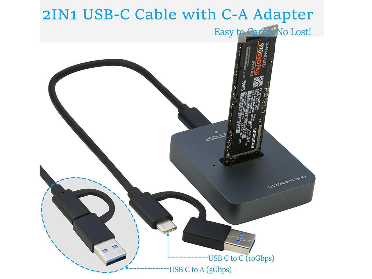 M.2 SATA and NVMe SSD to USB C Docking Station, RIITOP M.2 SSD to USB-C Reader Adapter for Both ...