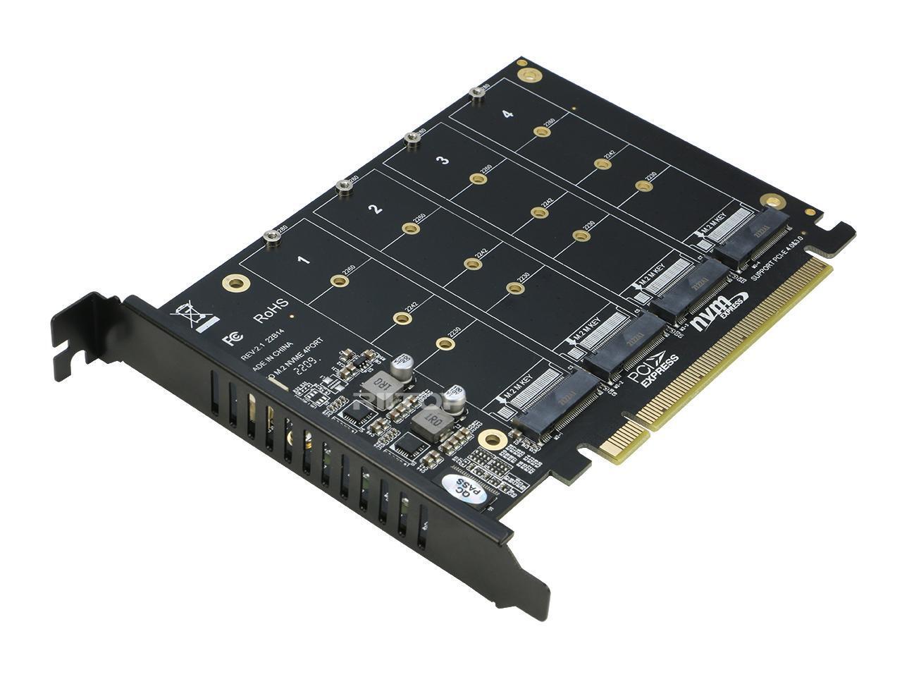 Quad NVMe to PCIe Expansion Adapter Card (PCIe Bifurcation Motherboard ...