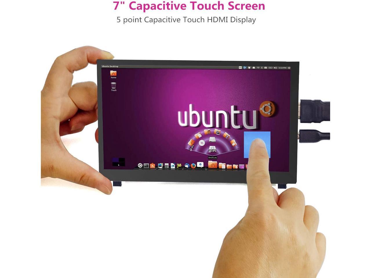 Raspberry Pi Monitor 7 Inch Touchscreen Capacitive IPS Display 1024x600 ...