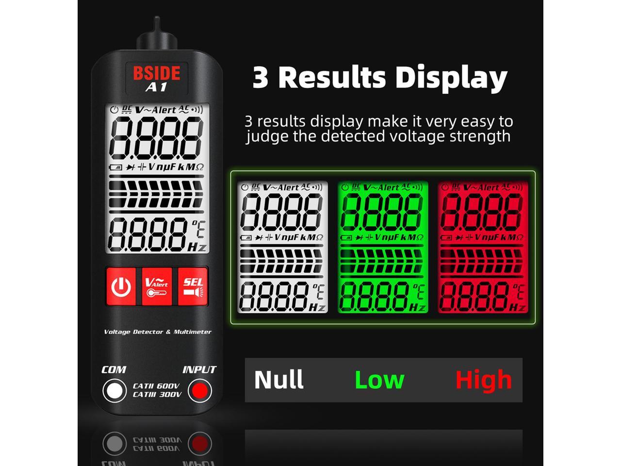 BSIDE A1 Mini Multimeter LCD Digital Tester Voltage Detector 2000 ...
