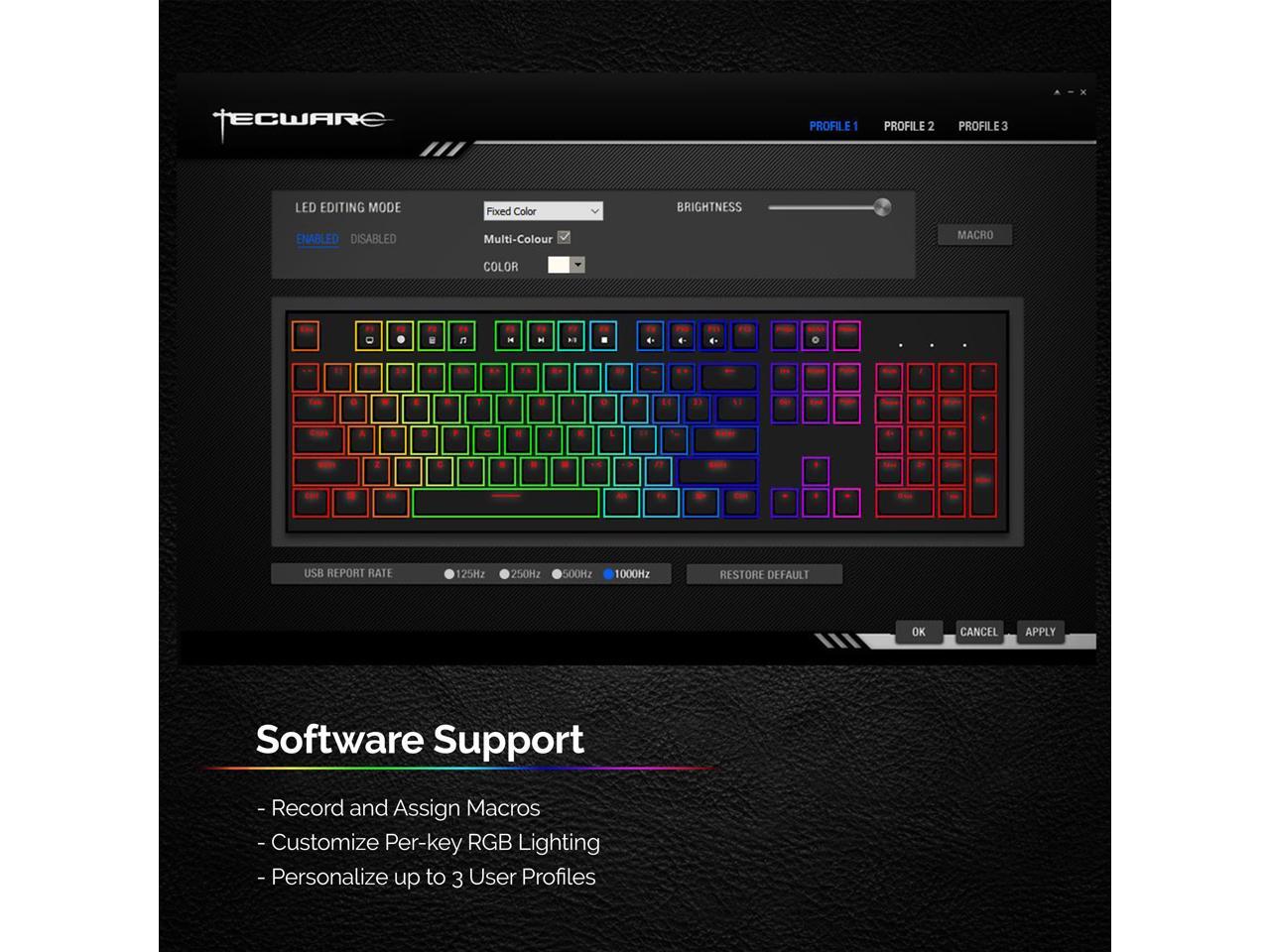 Tecware Phantom 104 Key Mechanical Keyboard, RGB LED, Outemu Blue ...