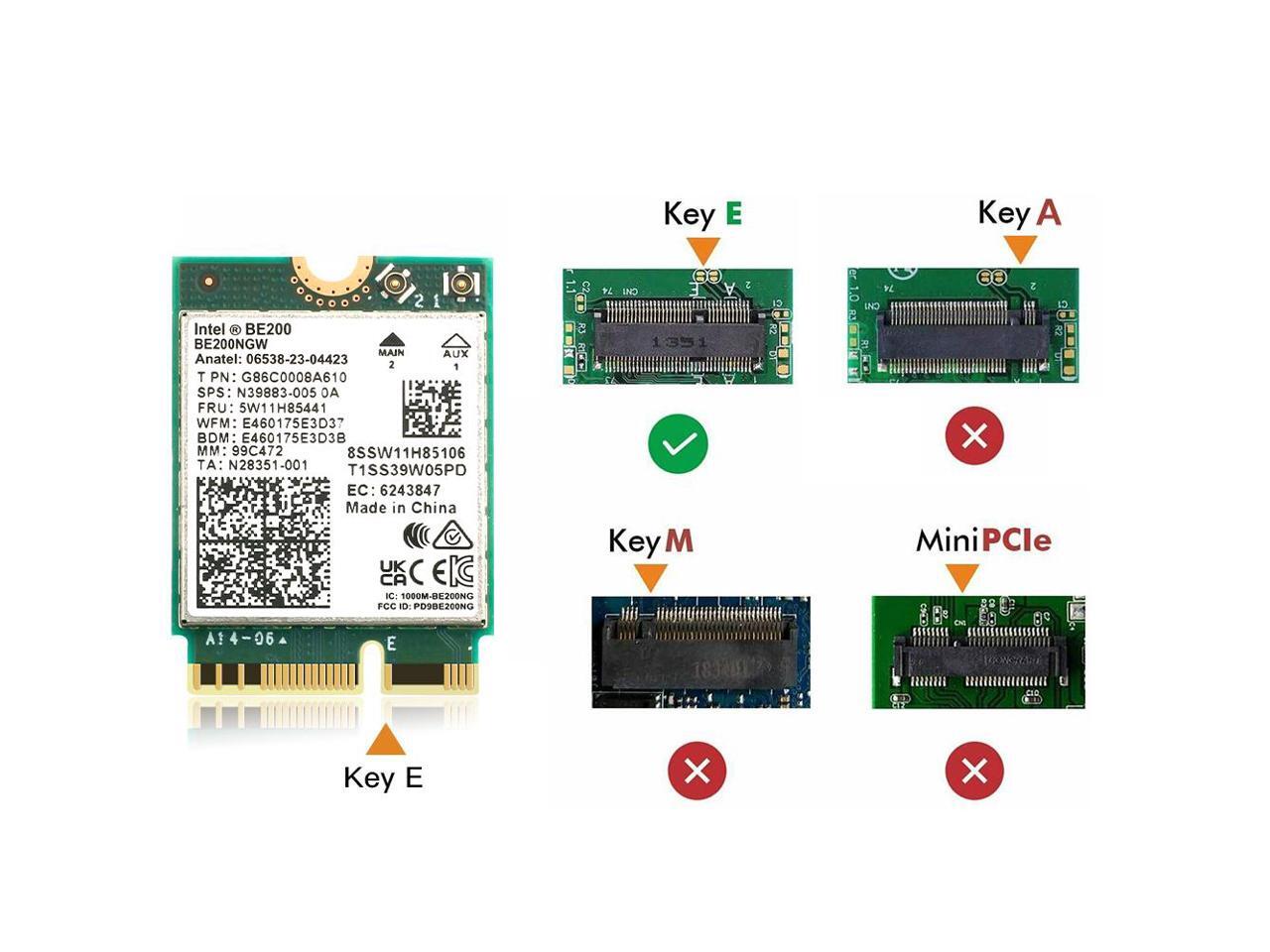 New Wi-Fi 7 Intel BE200 Bluetooth 5.4 Wifi Card BE200NGW 2.4/ 5/ 6 GHz ...