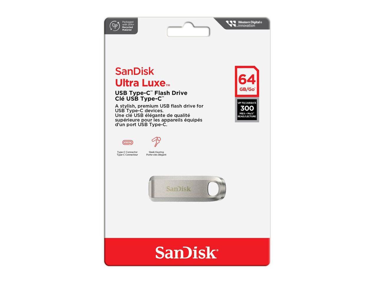 SanDisk 64GB Ultra Luxe USB Type-C Flash Drive USB 3.2 Gen 1 Speed up to 300MB/s SDCZ75-064G-G46 ...