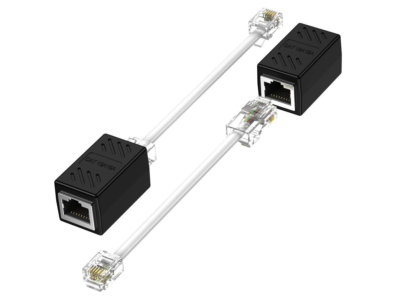 RJ45 Female to RJ11 Male Adapter (2 Pack) Ethernet to Phone Line RJ45 ...