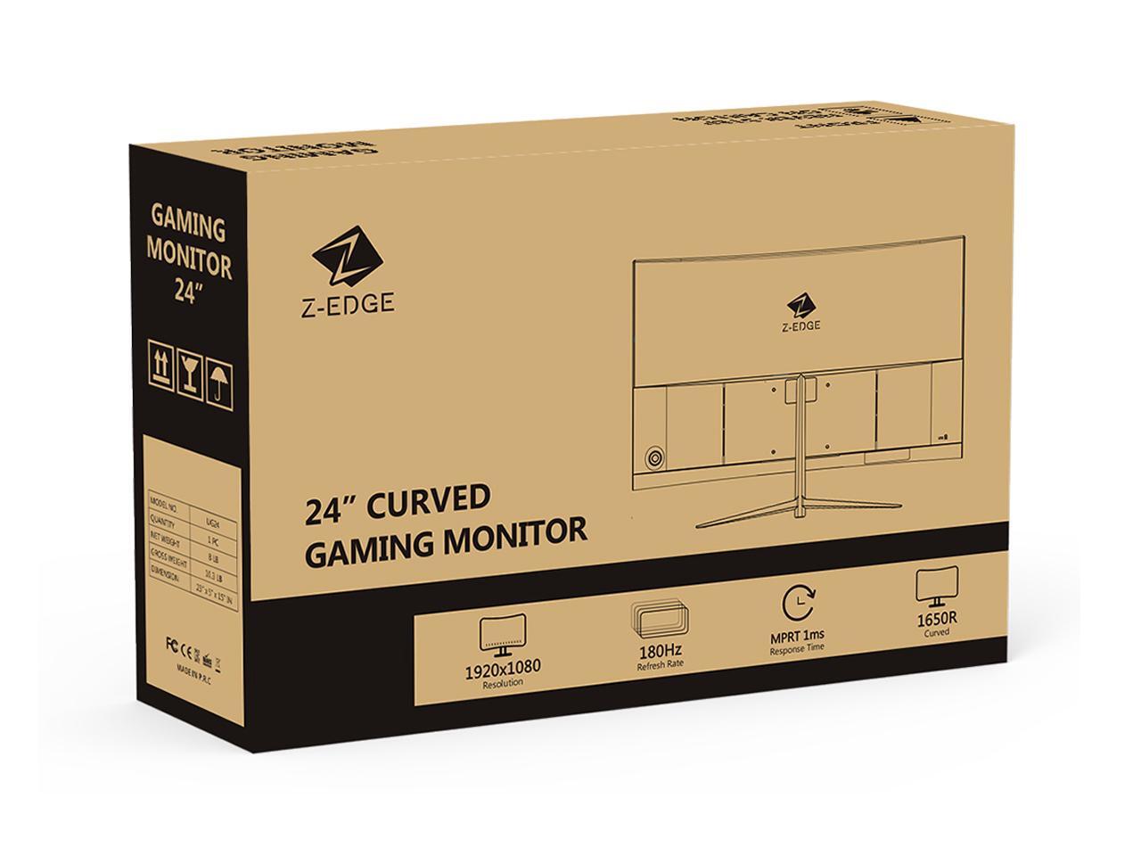 Refurbished: Z-EDGE 24 inch 1080P 180Hz 1ms Curved Gaming Monitor ...