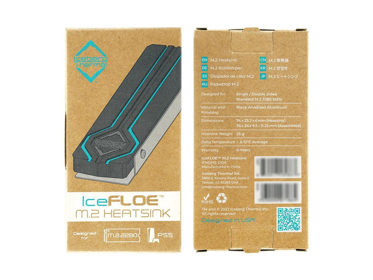 Iceberg Thermal IceFLOE M.2 2280 SSD Heatsink NVME Double-Sided PS5 ...