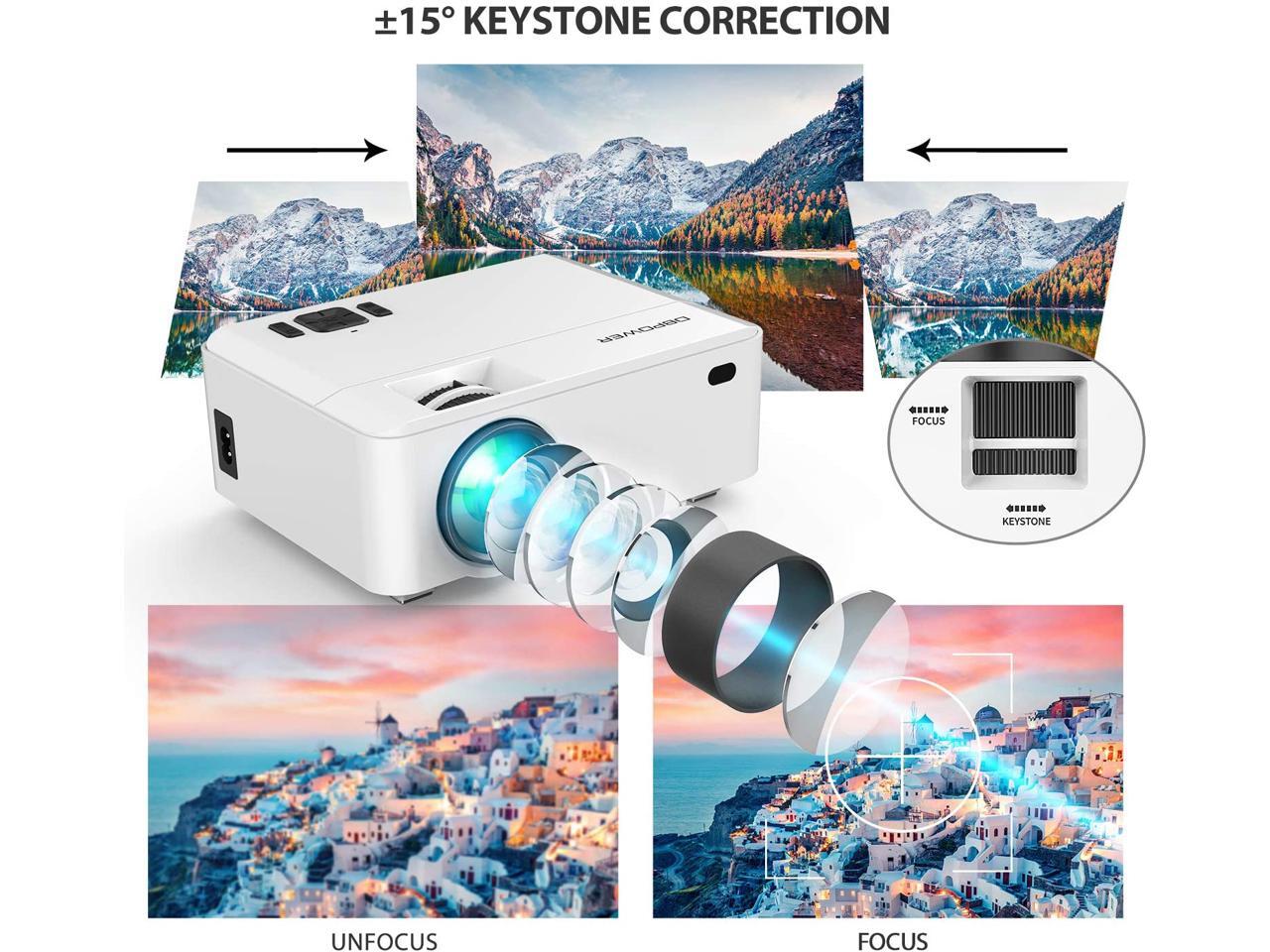 DBPOWER Projector, Upgraded 3500 Lux Mini Projector, 50000 Hrs 1080P ...