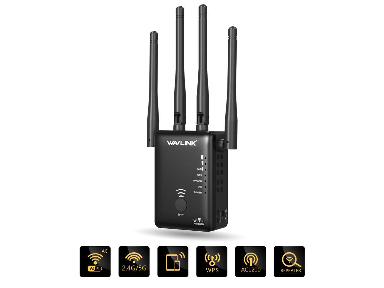 AC1200 Dual Band WIFI Range Extender, up to 300Mbps at 2.4Ghz and ...