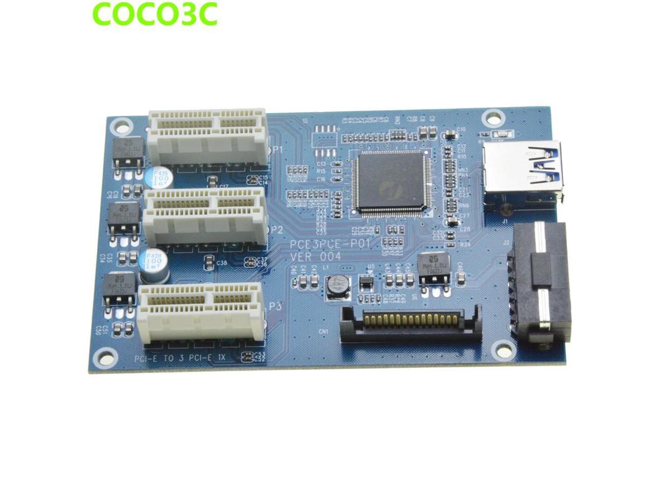 Mini PCIe 1 to 3 PCI express 1X slots Riser Card Mini ITX to external 3 ...