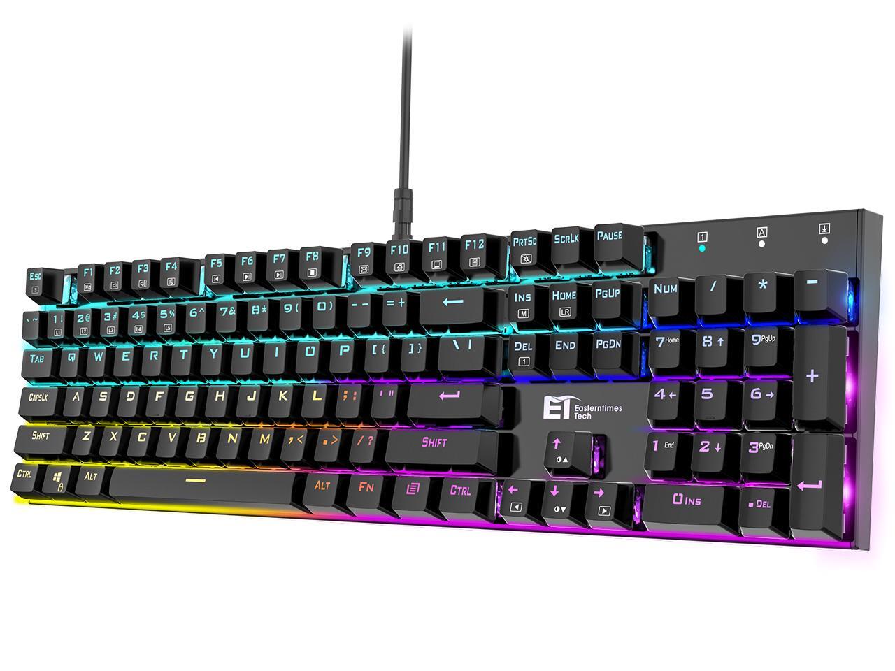 ET Mechanical Gaming Keyboard RGB Backlit Keys Computer Keyboard, 16.8 ...