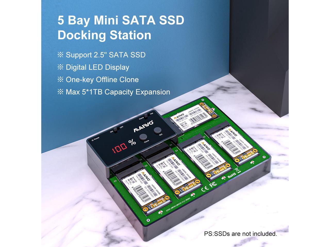 MAIWO 5 Bay mSATA Hard Drive Duplicator Dock, 5Gbps Transfer Rate, USB3 ...
