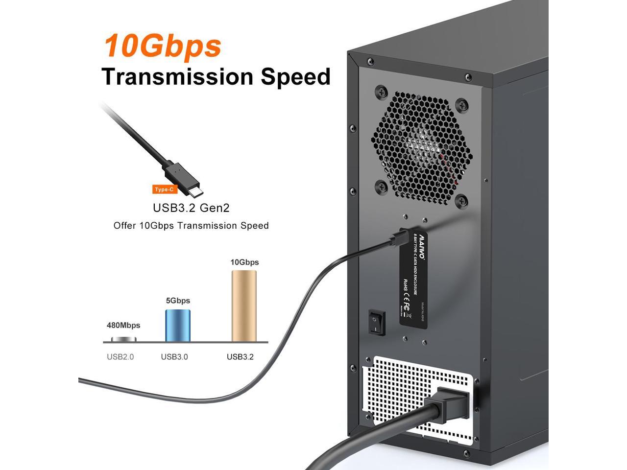 MAIWO 8 Bay SATA Hard Drive Enclosure for 2.5" 3.5" HDD SSD with Build ...