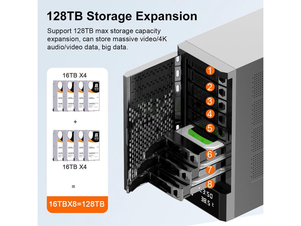 MAIWO 8 Bay SATA Hard Drive Enclosure for 2.5" 3.5" HDD SSD with Build ...