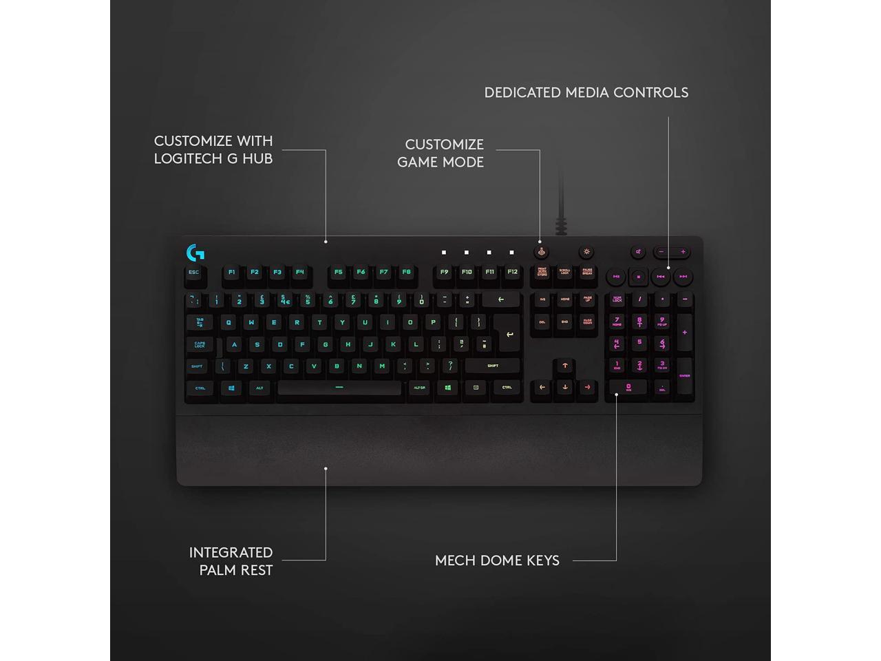 Logitech Prodigy RGB Wired Gaming Keyboard & 25,600 DPI High ...