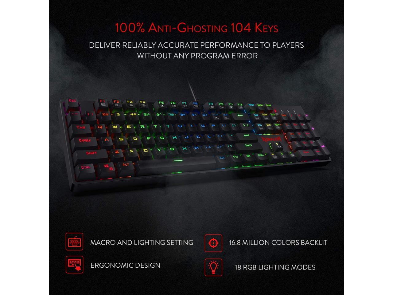 Redragon K582 SURARA RGB LED Backlit Mechanical Gaming Keyboard with ...