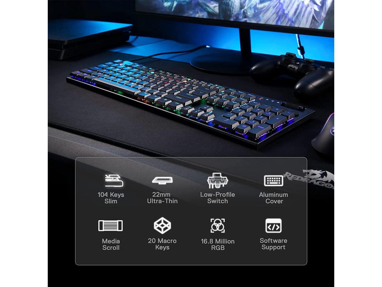 Redragon K619 Horus RGB Mechanical Keyboard, Ultra-Thin Designed Wired ...