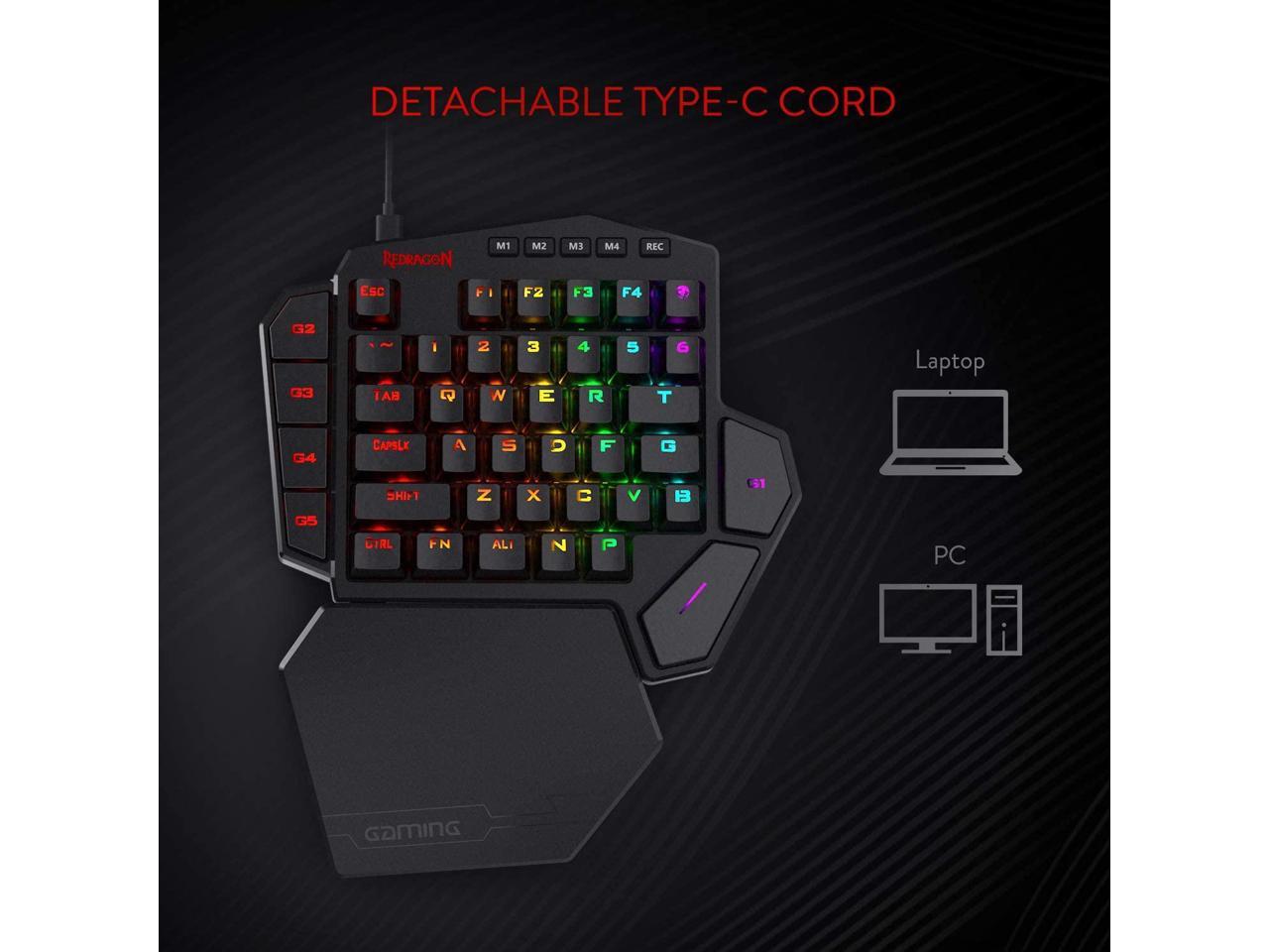 Redragon K585 DITI One-Handed RGB Mechanical Gaming Keyboard, Brown ...