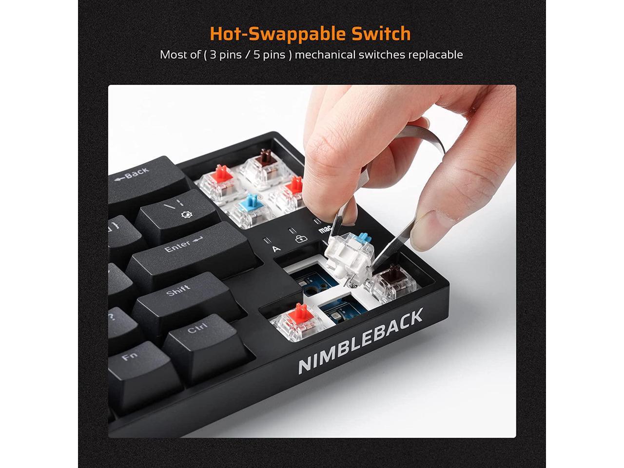 LTC NB681 Nimbleback Wired 65% Mechanical Keyboard, RGB Backlit Ultra-Compact 68 Keys Gaming ...