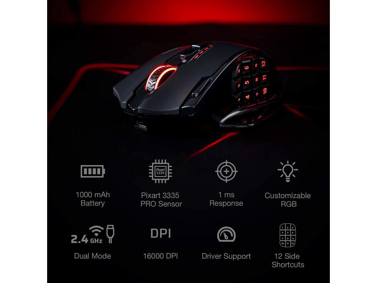 Redragon M913 Impact Elite Wireless Gaming Mouse, 16000 DPI Wired ...