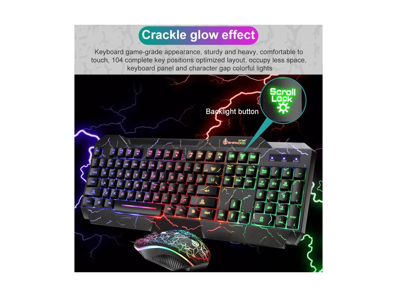 SHIPADOO D620 104-key Wired RGB Color Cracked Backlight Gaming Keyboard ...