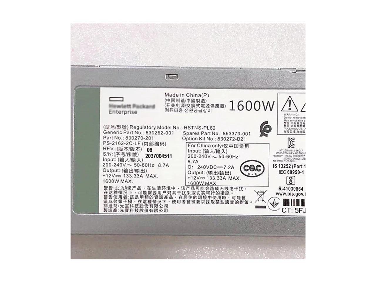 830272-B21 1600W Flex Slot Platinum Hot Plug Power Supply Unit PSU ...