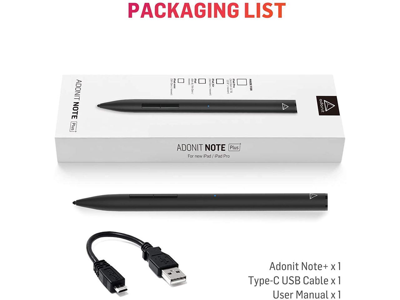 Adonit Note+ Digital Pencil with Palm Rejection, Pressure Sensitivity ...