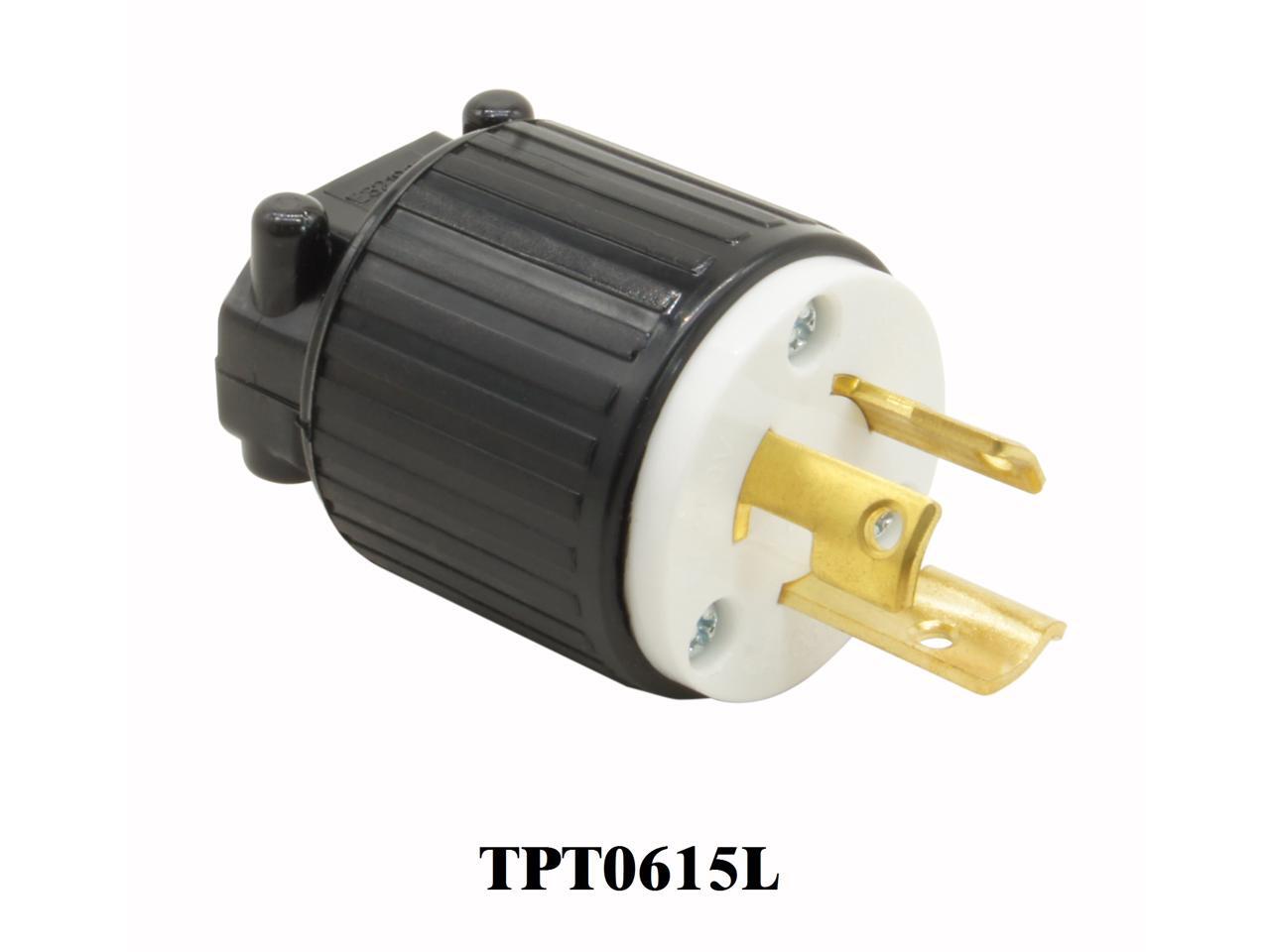 NEMA L6-15P 15 Amp, 250 Volt, 2 Pole, 3 Wire Grounding, Locking Plug ...